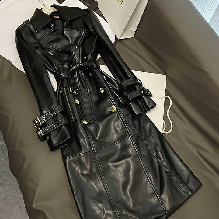 Fashion Streetwear Long Cloth Notched Full Sleeve Double-breasted Women ...