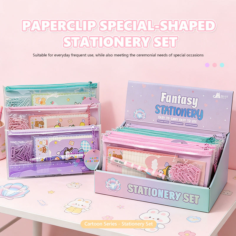 Cute Cartoon Stationery Set All in One Kit with Pencil Case, Pen, Ruler ...