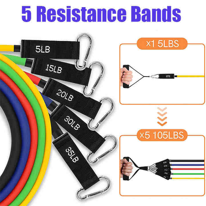 Wholesale Fitness Pull Rope Set - 11pcs Resistance Bands