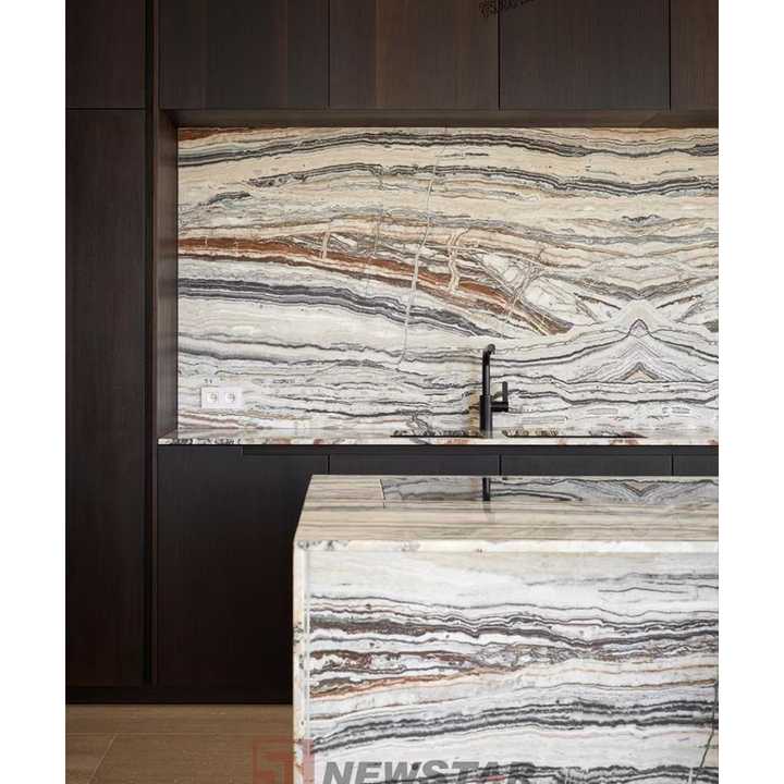 Tiramisu Jade Travertine Marble Kitchen Island Countertop Polished ...
