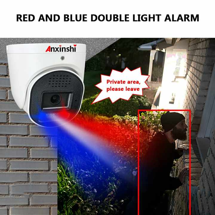 4MP HD Ip Camera Red and Blue Double-light Humanoid Detection Dome ...