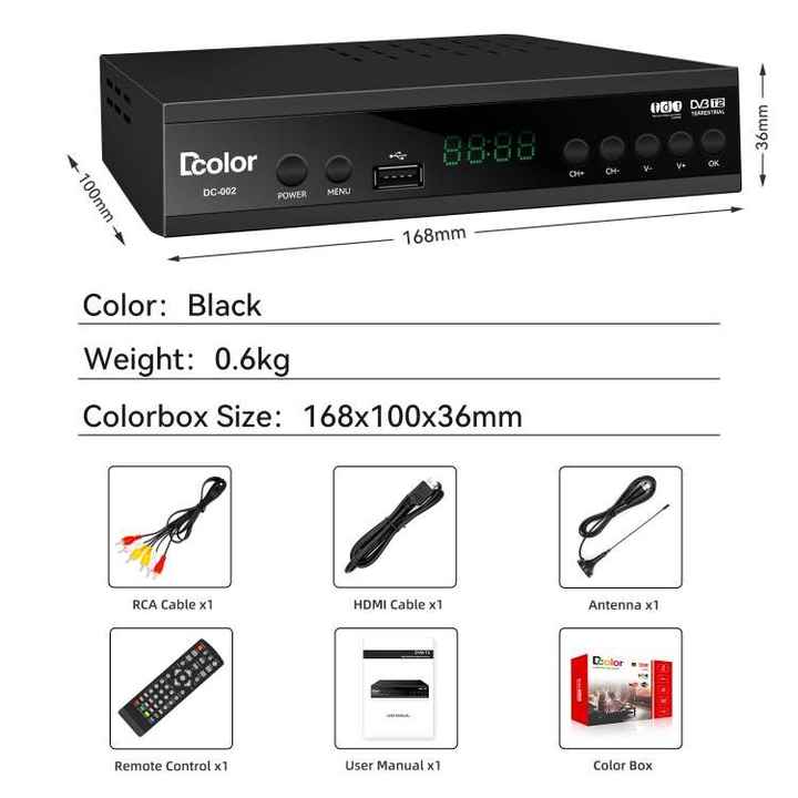 TV Box DVB T2 - Full HD Set-Top Box for Colombia