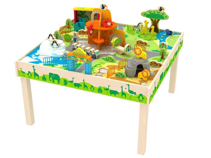 Acooltoy Zoo Play Table - Educational Wooden Toy for Kids
