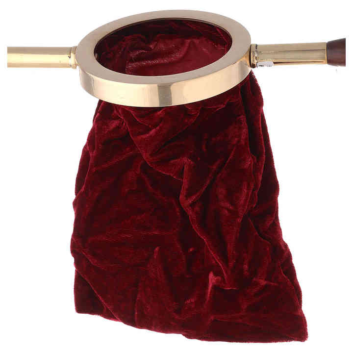Velvet Church Offering Bag with Wooden Handles - Customizable