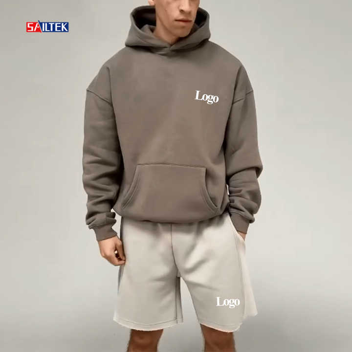 Custom Logo Cotton Fleece 2 Piece Short Sets for Men High Quality Men ...