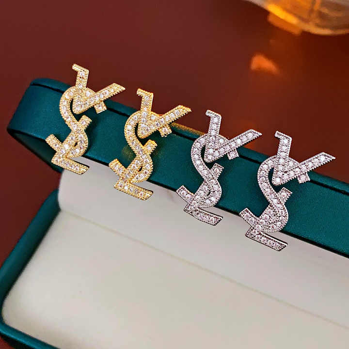 Zircon Letter Earrings Wholesale Simple Fashion Vintage Stud Earrings ...