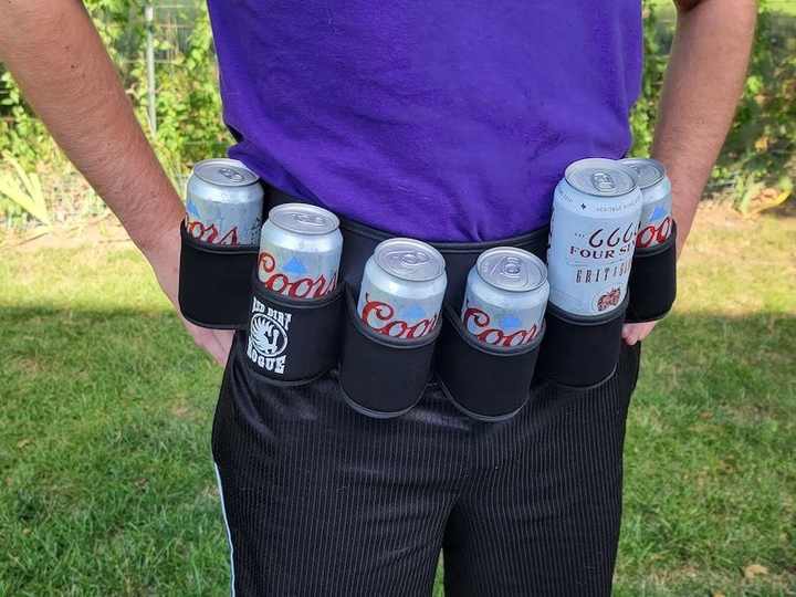 Neoprene Beer & Soda Can Holster Belt, Holds 6 Beverages, Waist Beer ...