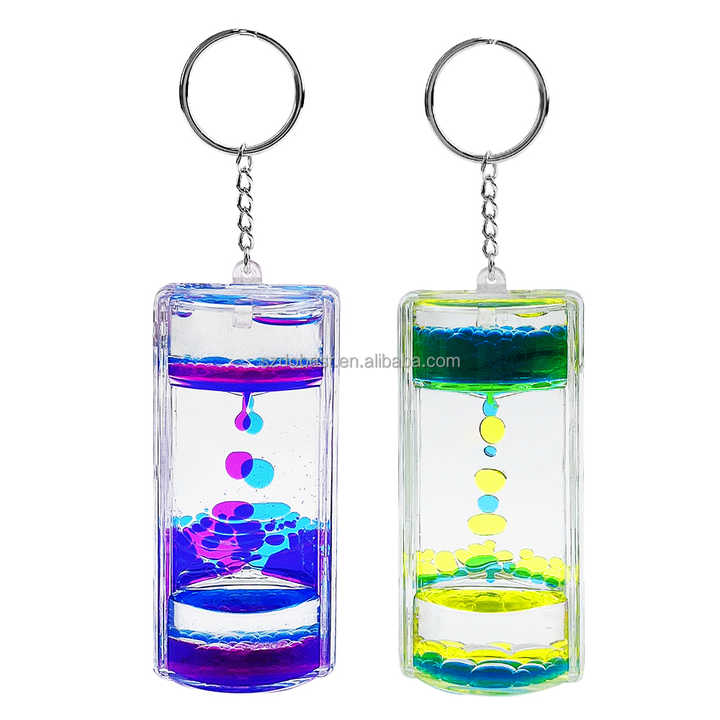 Mini Quantity Customized Color Liquid Filled Hourglass Keychain with ...