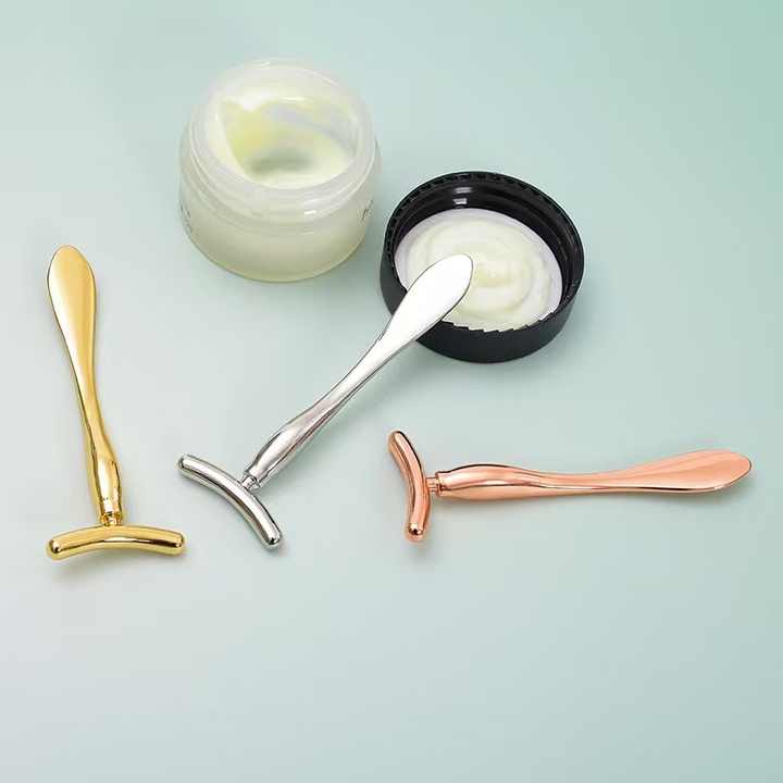 Luxury Silver Gold Metal Cosmetic Spoon Small Face Cream Mixing Spatula ...