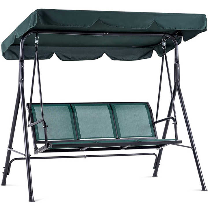 Outdoor Garden Patio Beach columpio Adult Metal Teslin Fabric 3 Seater ...