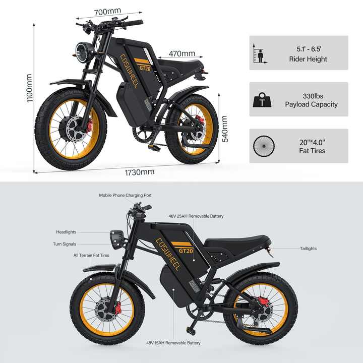 COSWHEEL GT20 PRO Ebike - 3000W Dual Motor Electric Bike
