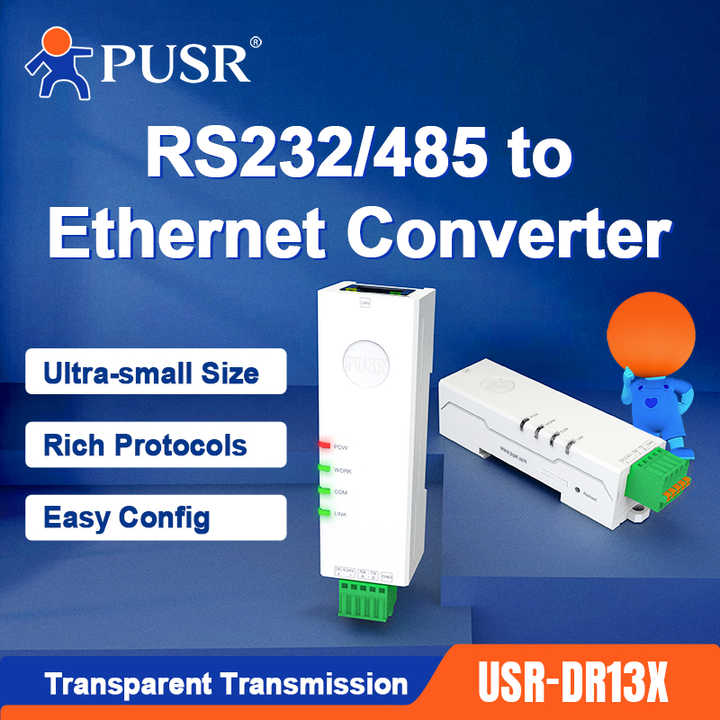 PUSR DIN Rail Serial RS485 RS232 to Ethernet Modbus Gateway ...