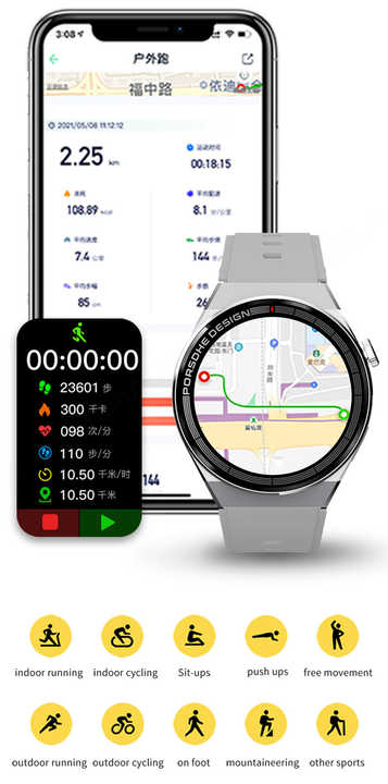 HUANLONG Watch X5 Pro 1.39 Inch Digital Watches IP68 Life Waterproof ...