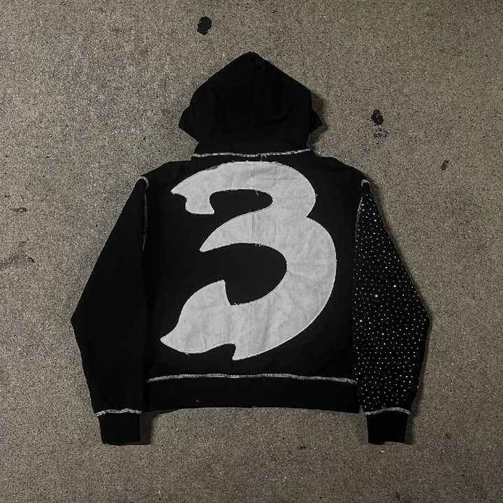Custom Stitch Sewing Zip up Embroidered Patch Hoodie
