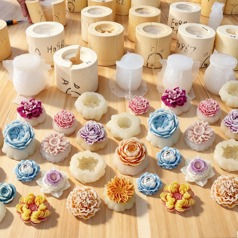 J10-580 New Product Various Flower Candle Silicone Mold for Home ...