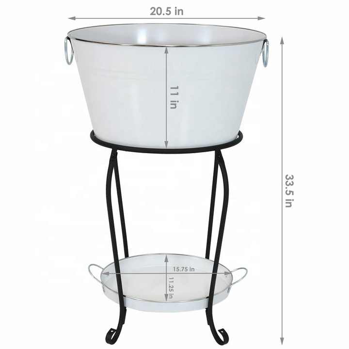 Galvanized Iron Ice Bucket With Stand For Beverage Cooling Large Party ...