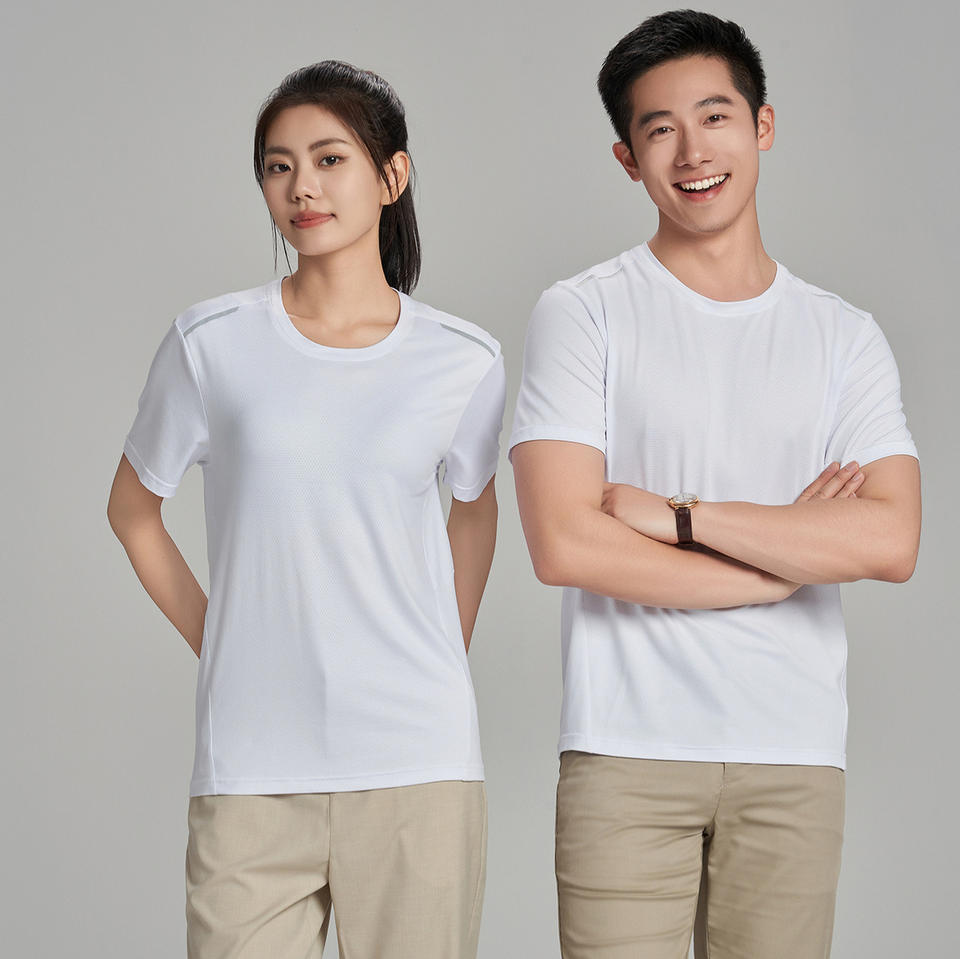 Reflective Pinhole Quick-Drying Short-Sleeve Crew-Neck Polyester T ...