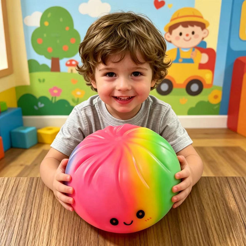 Hot-selling rainbow Giant Dumpling Squishy Toy with Steamer 25cm Jumbo ...
