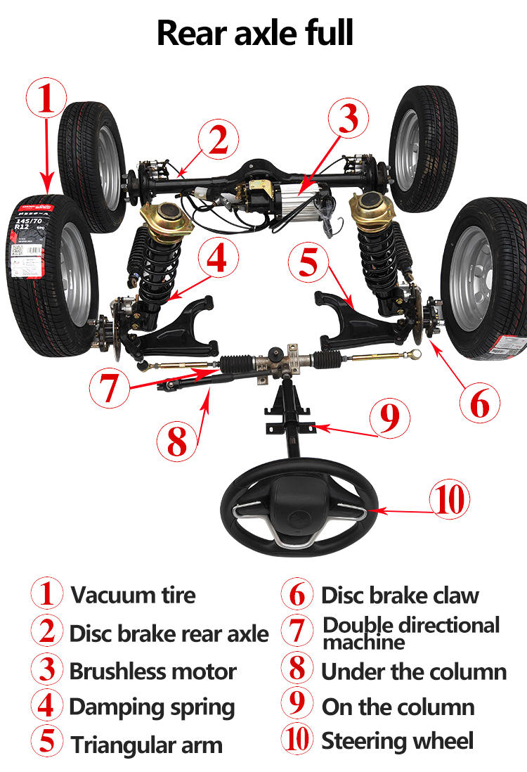 Four-wheeled disc brake rear axle drive assembly suspension front axle ...