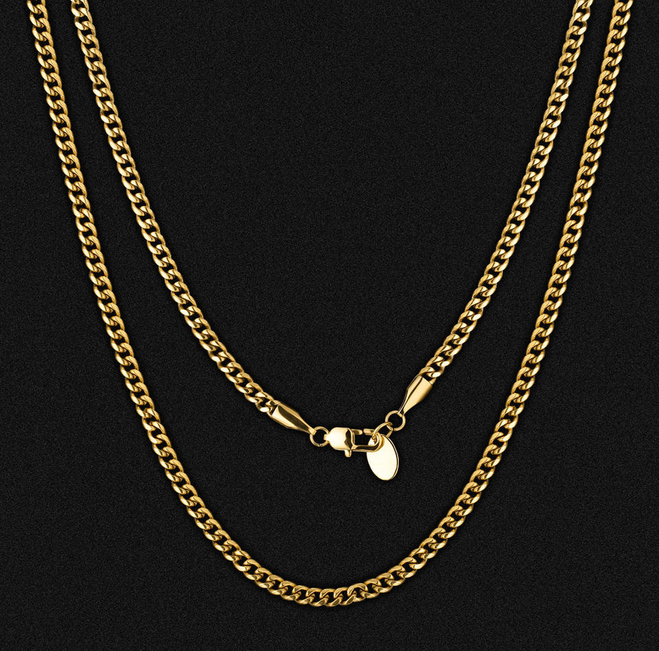 Cadena cubana chapada en PVD de oro de 18 quilates, 3mm, 6mm, Miami ...