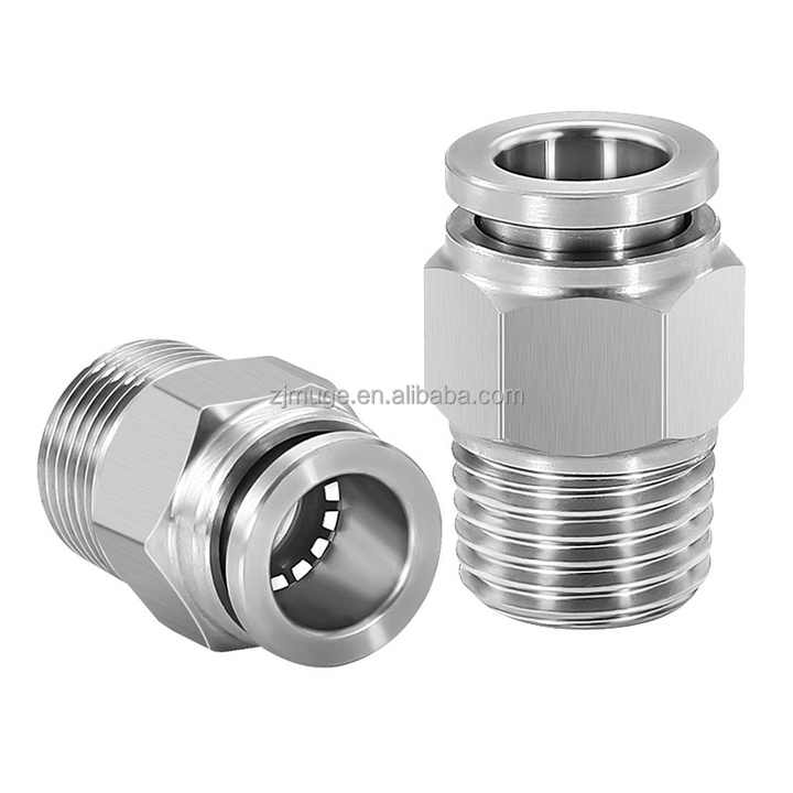 304 Stainless Steel PC Male Thread Straight One Touch Air Hose Fittings ...
