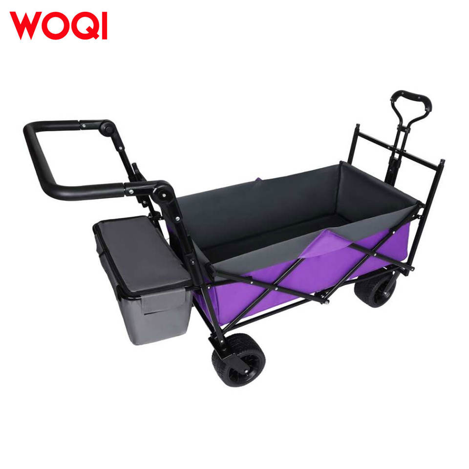 WOQI Collapsible Folding Iron Wagon Cart Removable Canopy Heavy Duty ...