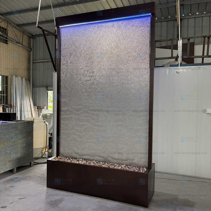 Contemporary Rectangle Stainless Steel Mesh Waterfall Fountain with ...