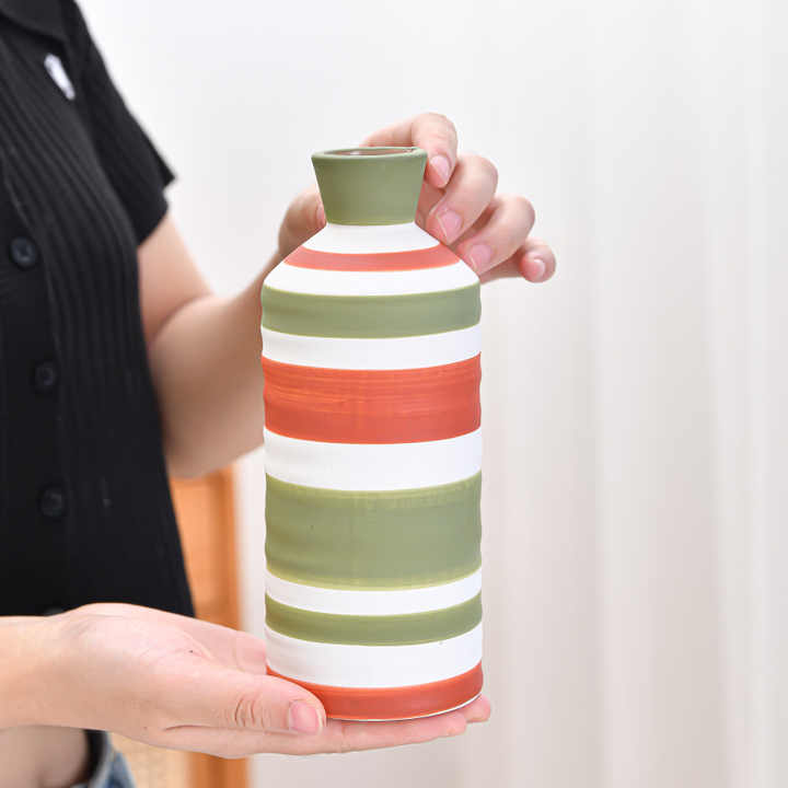 Ins Style Morandi Minimalist Striped Ceramic Vase Decoration for Living ...