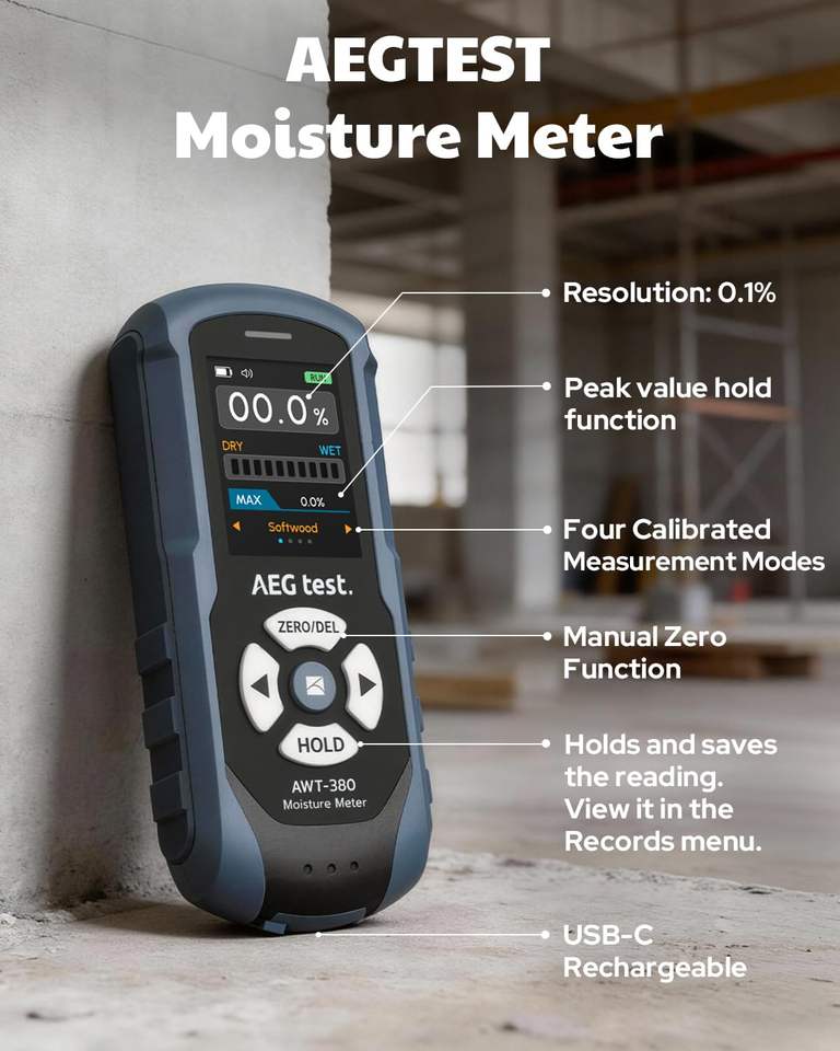 AWT-380 Wood Moisture Meter for Lumber and Woodworking Pinless ...