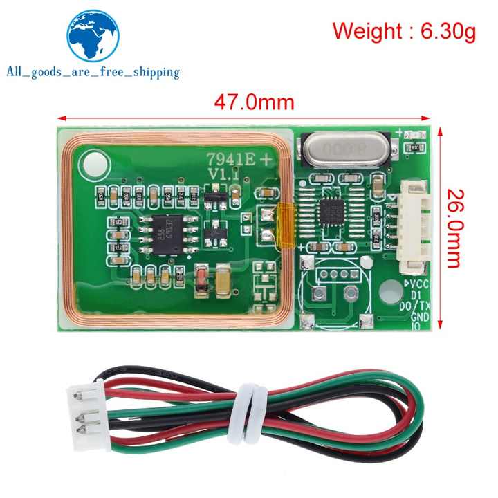 RFID UART Reader Wireless Module 7491E 3Pin 125KHz Card Reading EM4100 ...