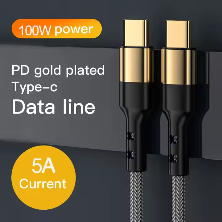 C to C Fast Charging Cable QC 4.0 100W 5A 1.2M Gold-Plated Nylon ...