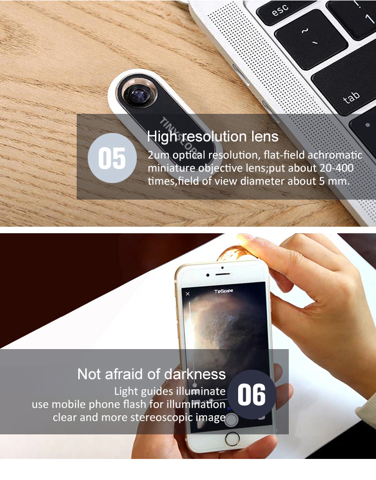 Mobile Phone Microscope 400X Mobile Phone Optical Zoom Camera Lens ...