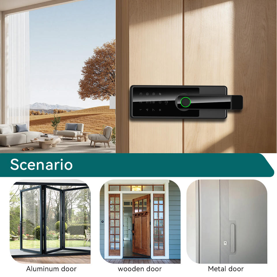 Tuya Fingerprint Smart Wood/Steel Door Lock Interior Key Card Code ...