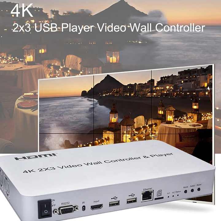 4K 2x3 Video Wall Controller with Player UHD HD HDMI USB Video Wall ...