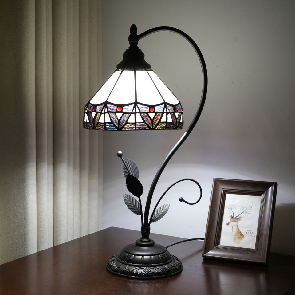 Tiffany-Style 8 Inch Table Lamp Stained Glass Lampshades Small Bedside ...