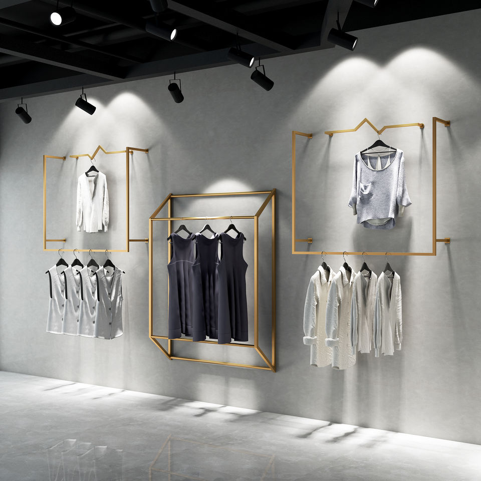 Chrome Golden Clothing Rack Stainless Steel Coat Rack Clothing Display ...