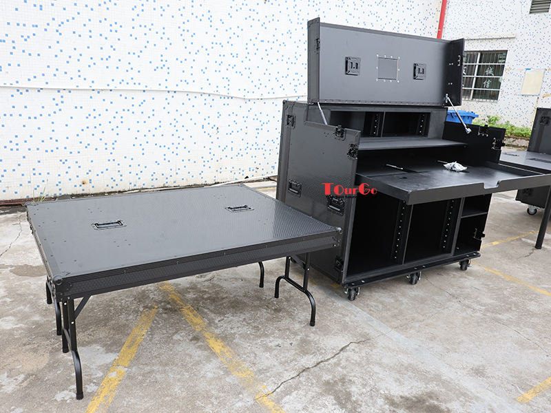 Black Finish Mobile AV Broadcasting Equipment Case - 2x 4U Top 2x 12U ...