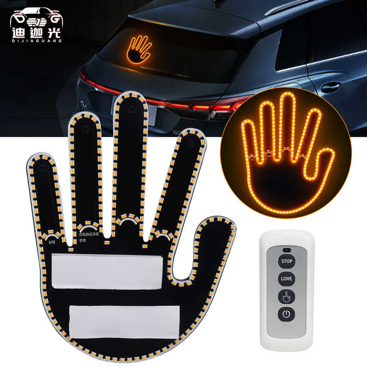 Car Back Window Funny Car Finger Light with Remote Give the Bird Road ...