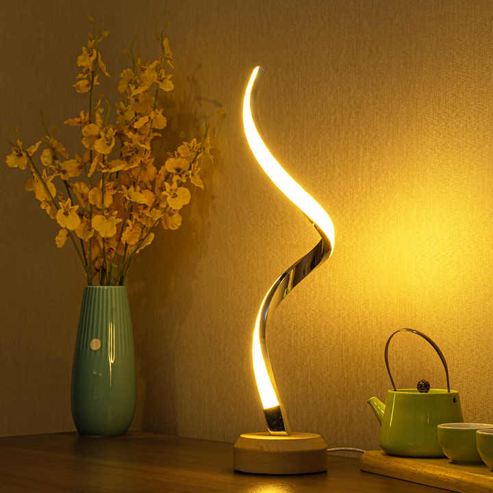 Spiral RGB LED Desk Lamp - 3 Colors Stepless Dimming, Touch Control ...