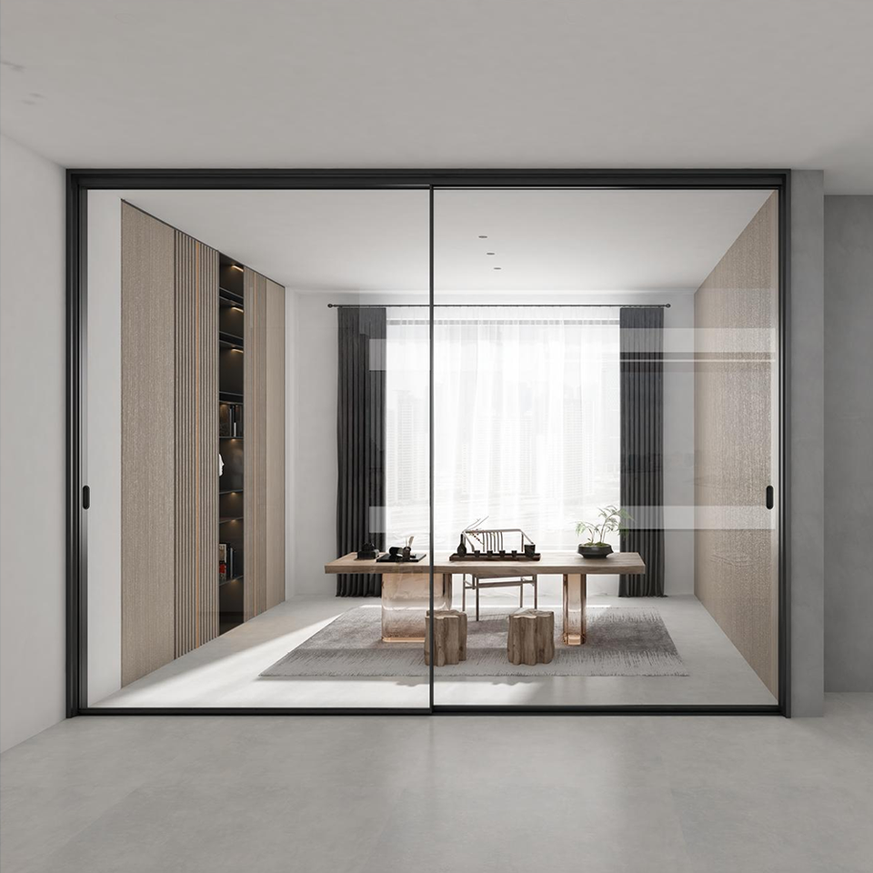 Large Bi-Parting Aluminum Sliding Door Modern Storefront Glass Door ...