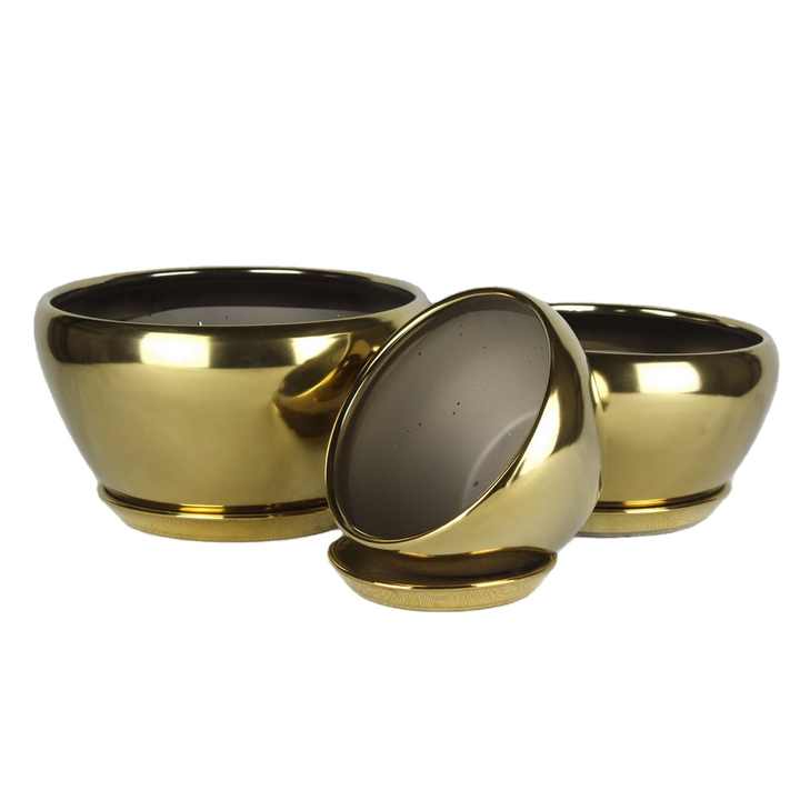 golden ceramic office desk flower pots flowerpot garden pot plant pot ...