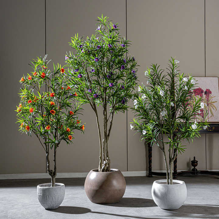 Artificial High Simulation Nerium Oleander Bonsai Tree Plastic Potted ...