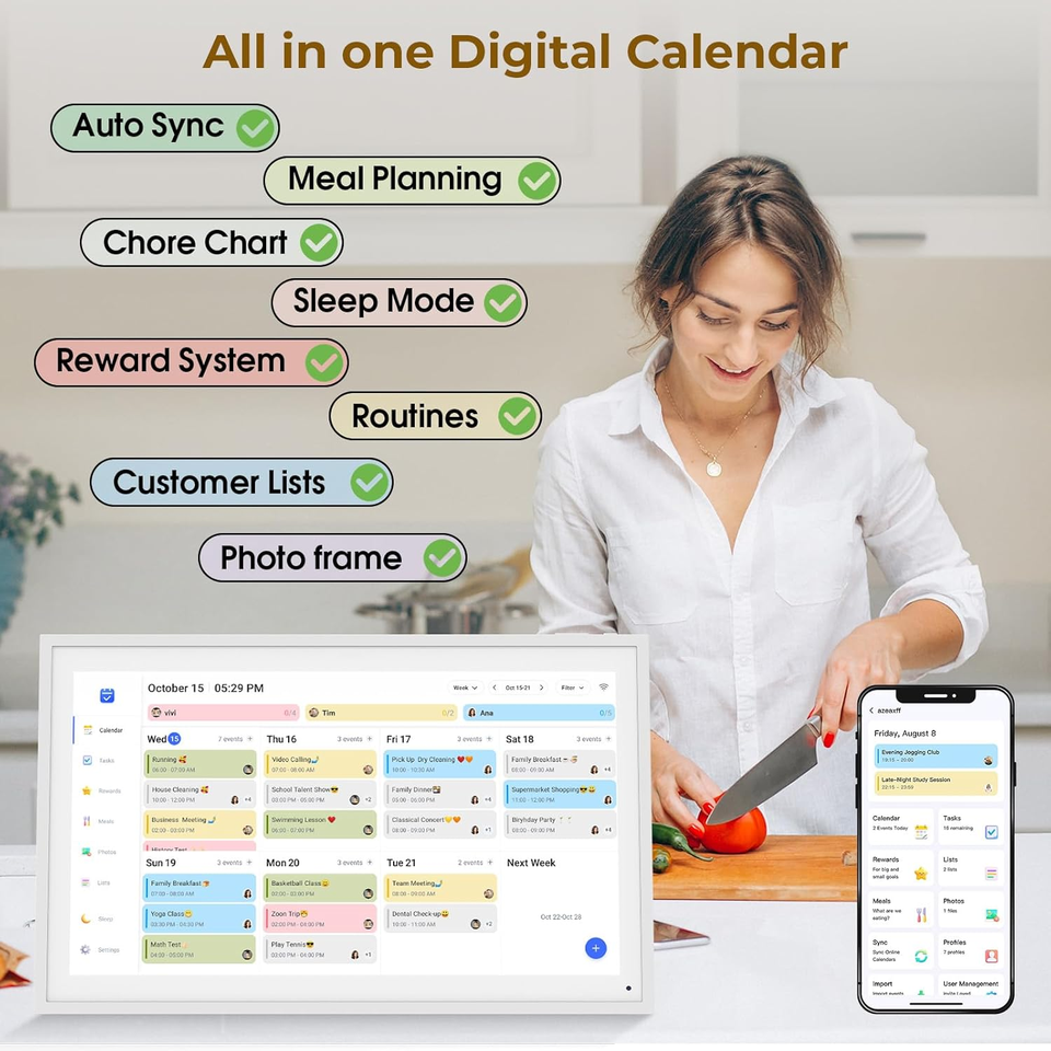 32 Inch Smart Calendar Max, Digital Calendar & Chore Chart, Family ...