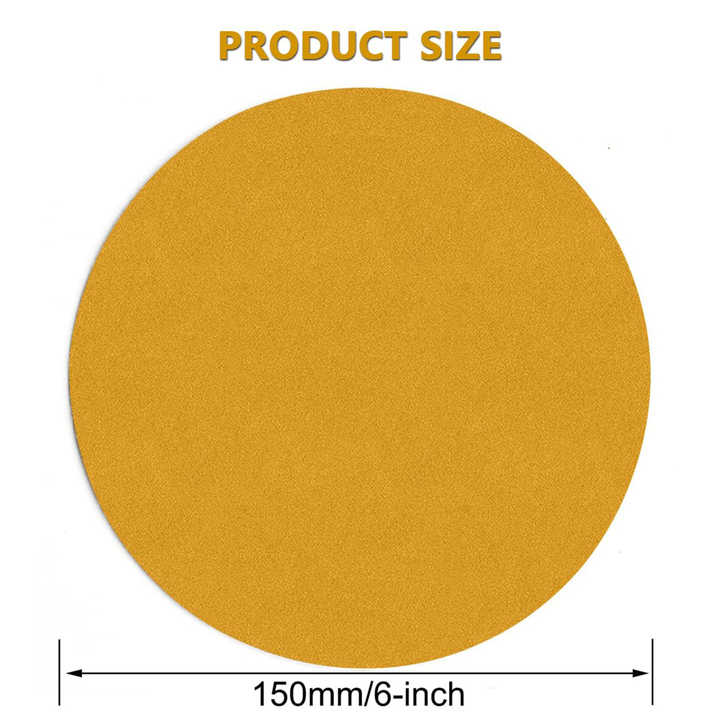 6 Inch 150mm Sanding Disc No Hole Hook and Loop Yellow Sandpaper 80 ...