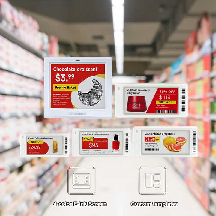Supermarket Store Electronic Shelf Label (ESL) Battery-Powered AMOLED ...