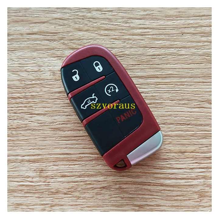 Dodge 5 Button Smart Remote Car Key Fob - Red Charger SRT Hellcat