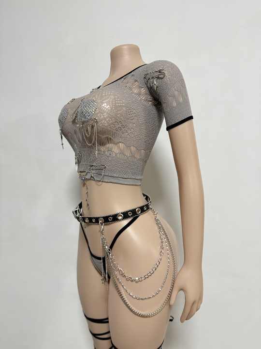 Exotic Dancewear - Gothic Luxury Design Fishnet Outfit