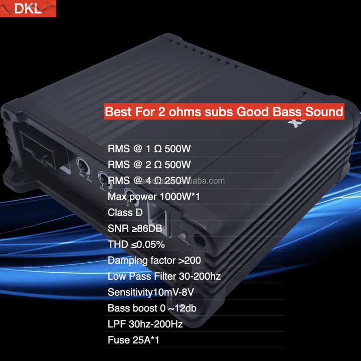 Car Android Amplifier Mono RMS 500W Bass Amp Input Output Peak 1000W 2 ...