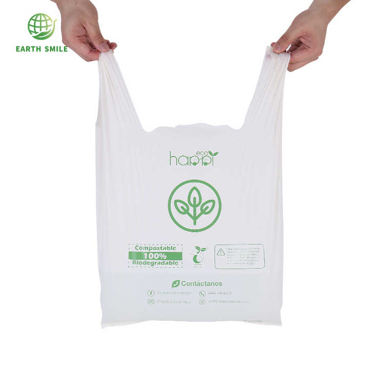 Customized Certified Eco Friendly Biodegradable Compostable T-shirt Plastic Shopping Bags With ...