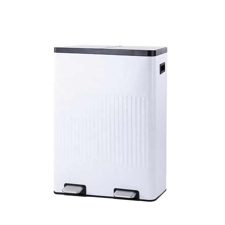 Iron Powder Coating Two Compartments Recycle Bin With Hidden Pedal ...